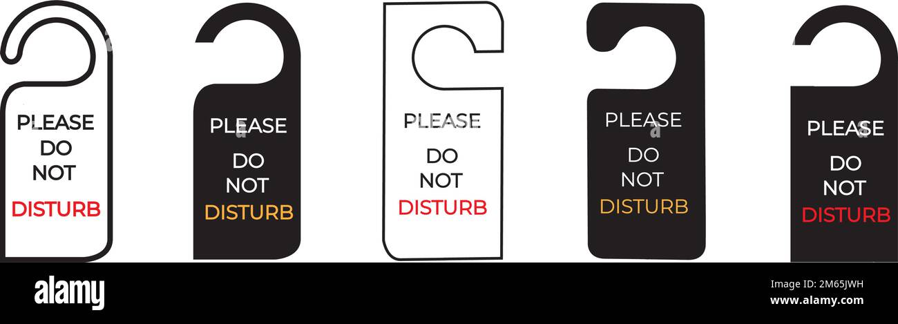A vector of a set of Door handle hanging tags with please do not ...