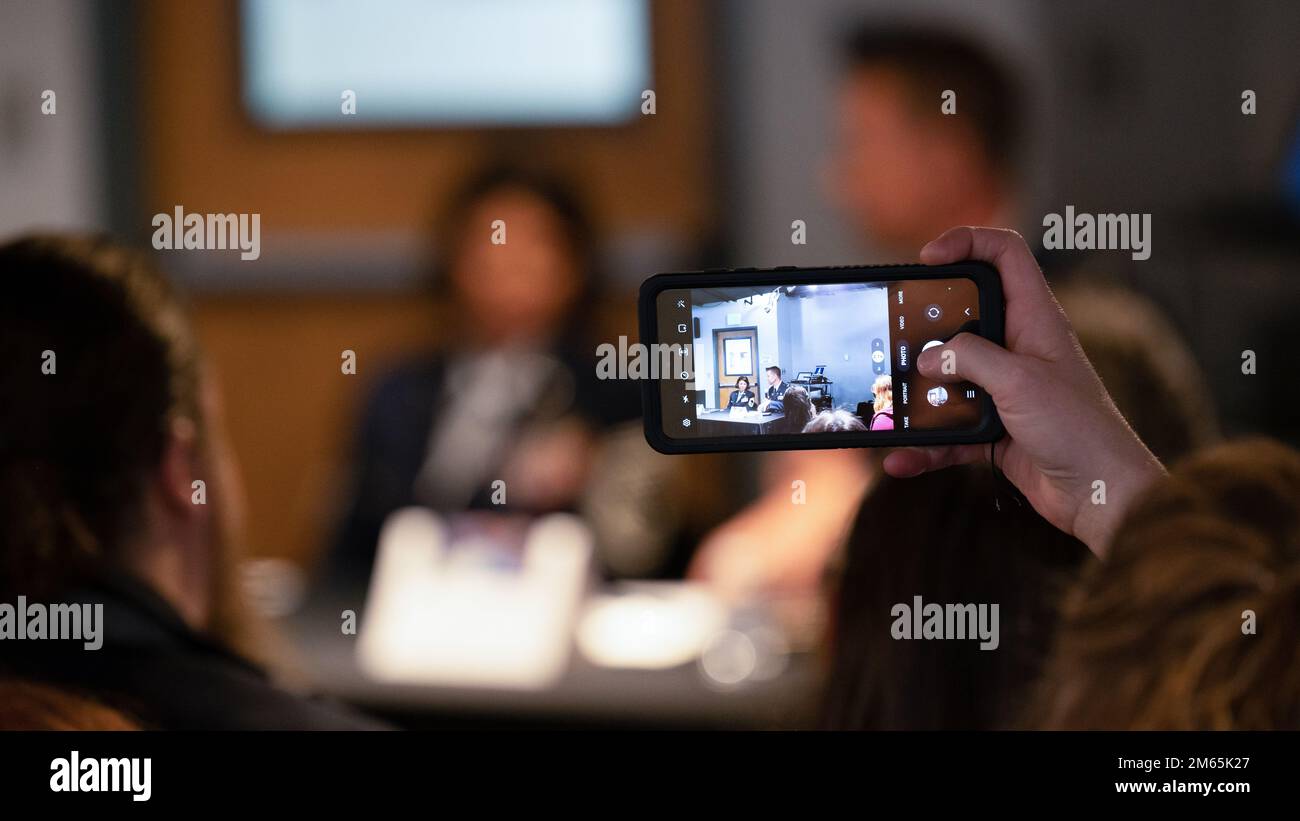 A Space Foundation teacher liaison takes a photo during the U.S. Space ...