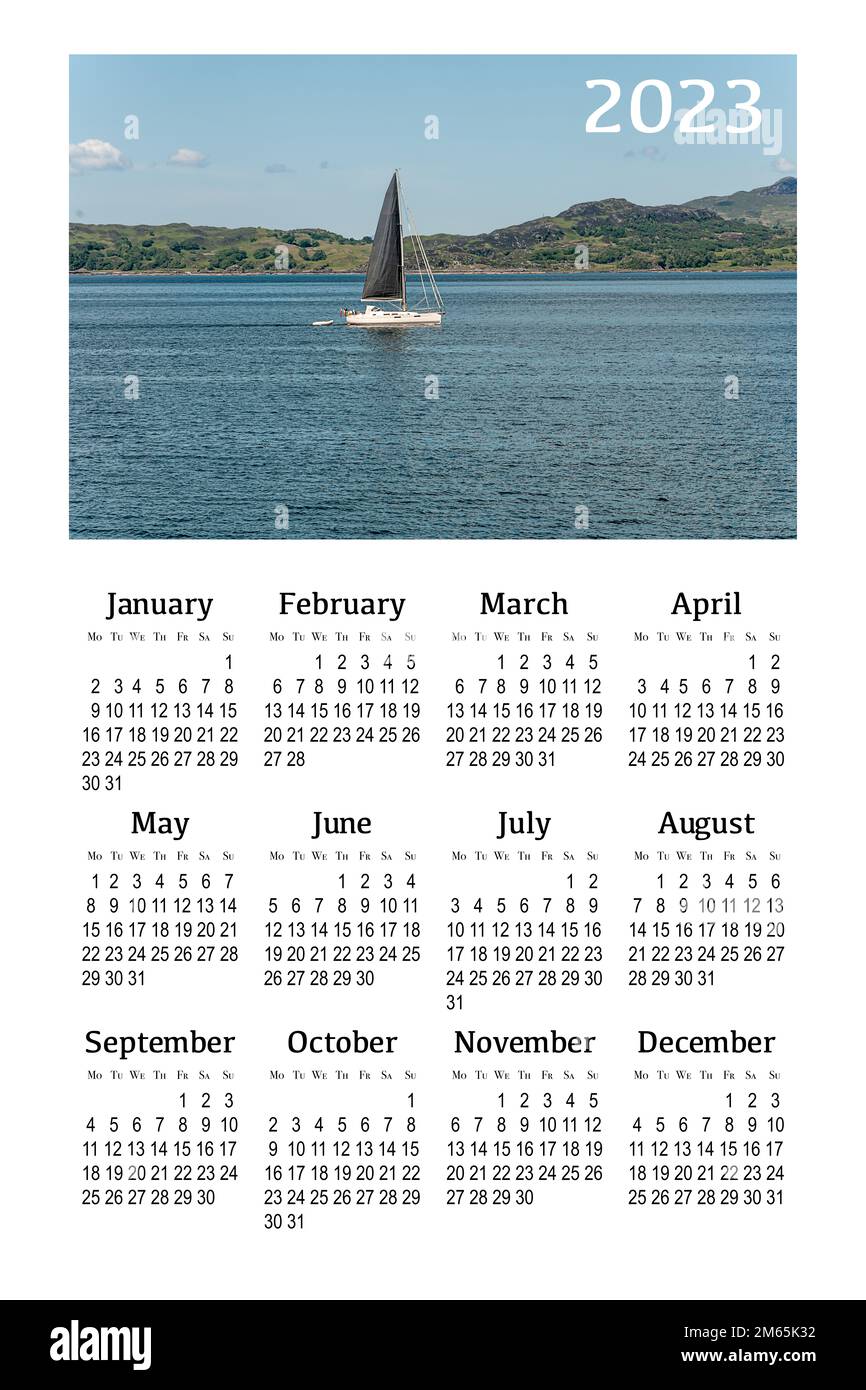 Calendar for 2023 on a white background for printing. Scotland, Great ...