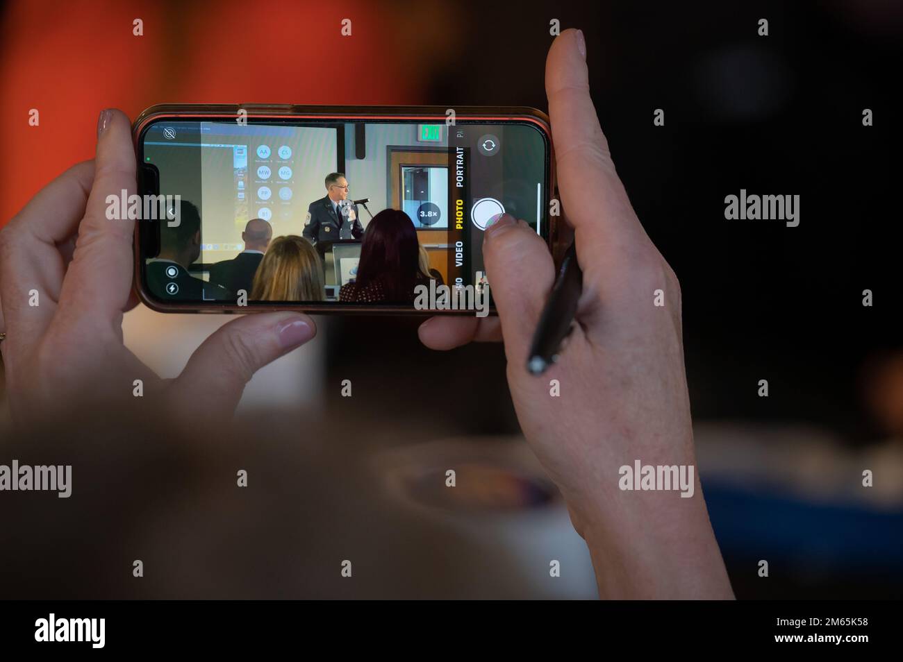 A Space Foundation teacher liaison takes a photo during Chief Master ...