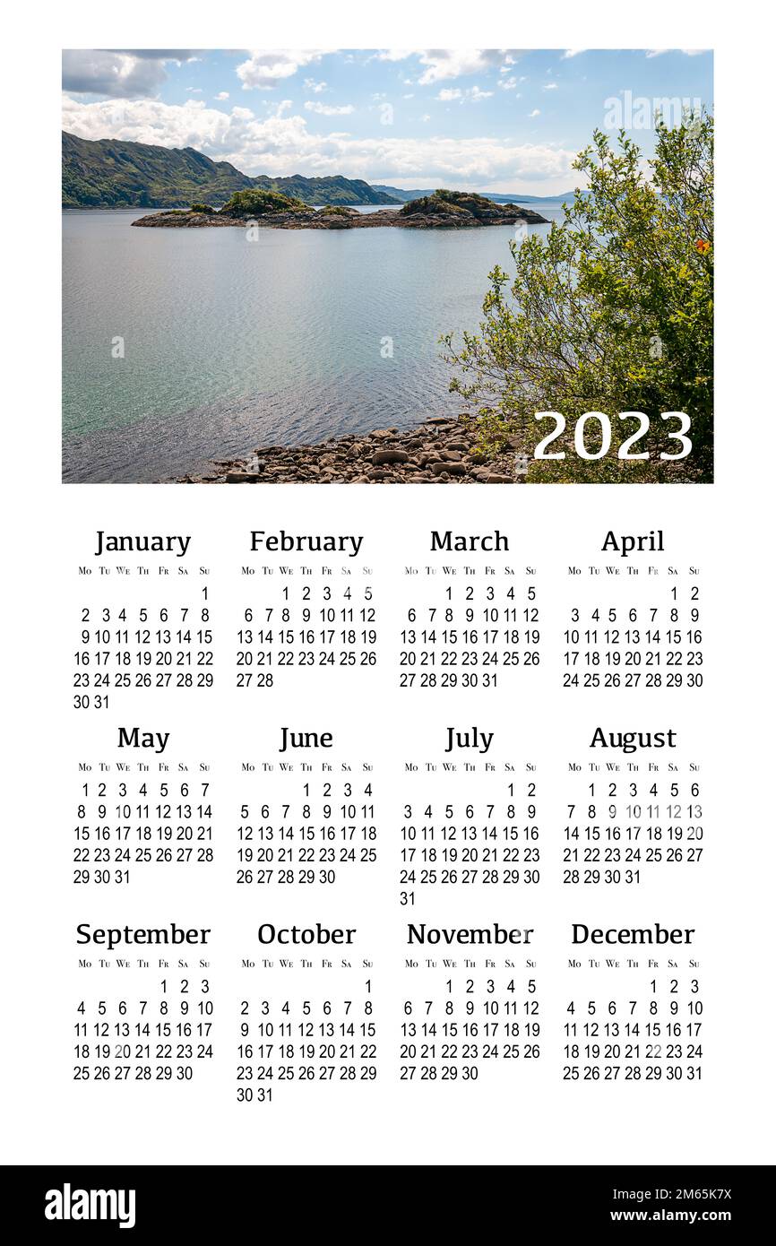 Calendar for 2023 on a white background for printing. Scotland, Great ...