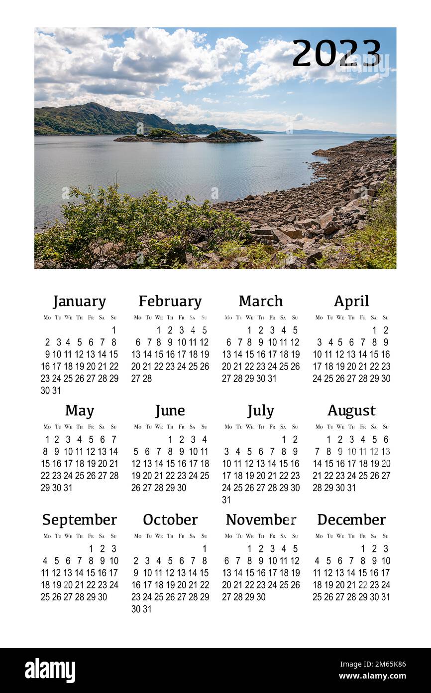 Calendar for 2023 on a white background for printing. Scotland, Great ...