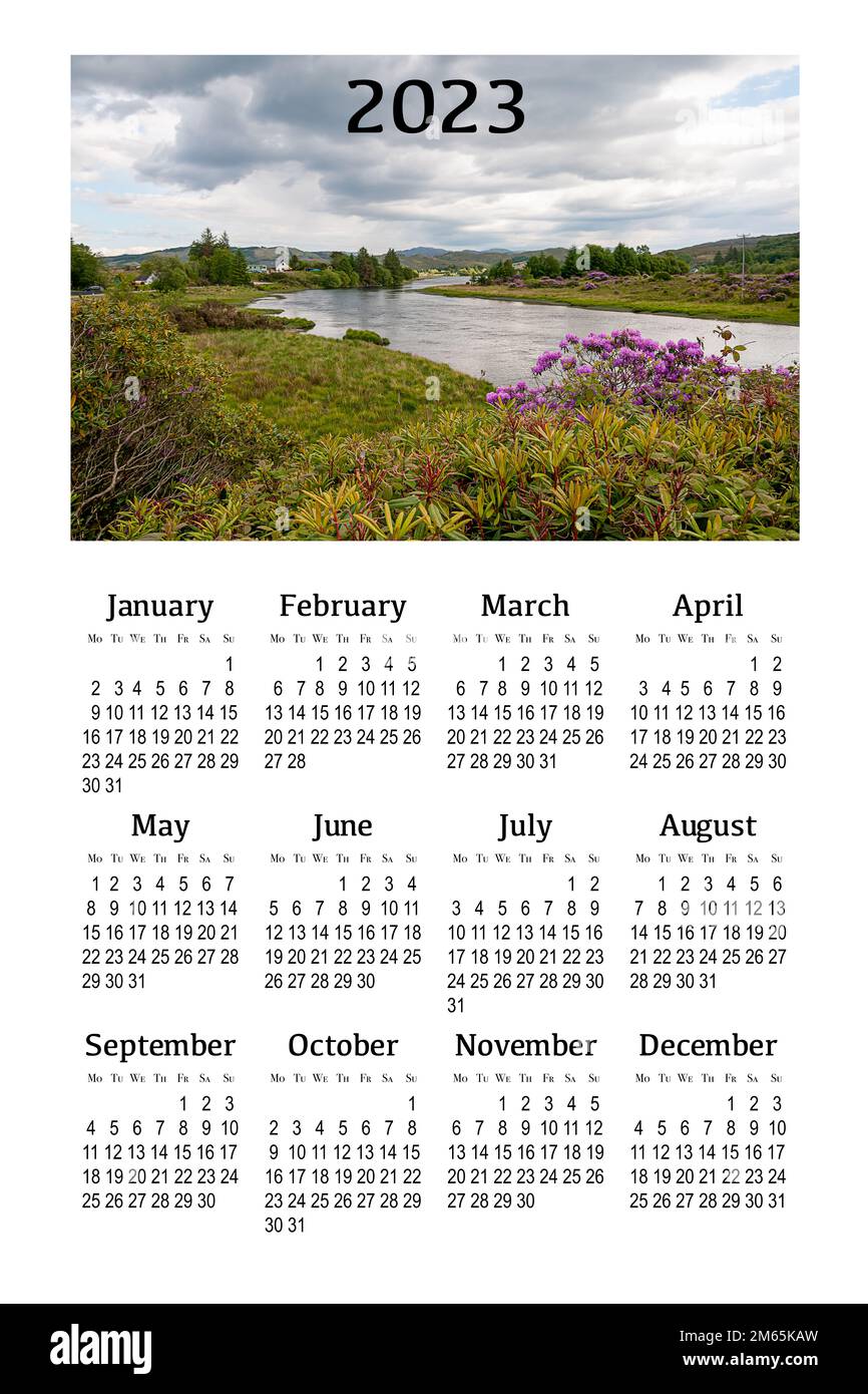 Calendar for 2023 on a white background for printing. Scotland, Great ...
