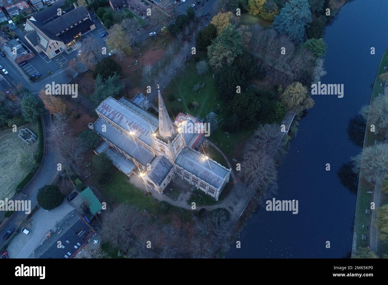 Drone image of the Holy Trinity Church, William Shakespeare's burial ...