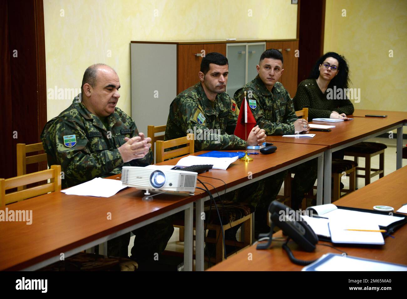 From left, Albanian Armed Forces Lt. Col. Dritan Merdani, cyber unit ...