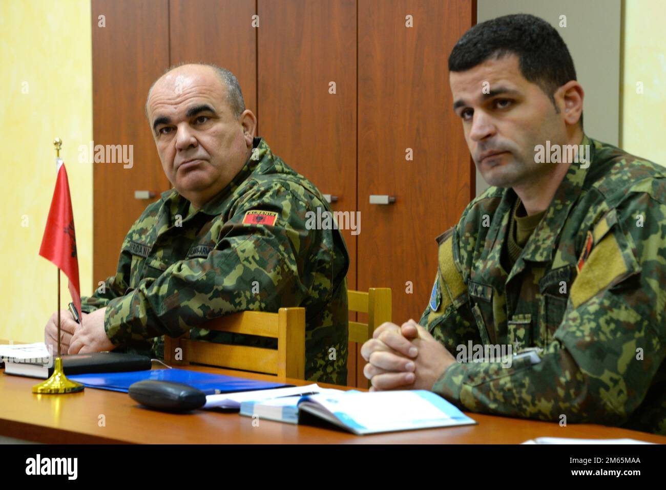 From left, Albanian Armed Forces Lt. Col. Dritan Merdani, cyber unit ...