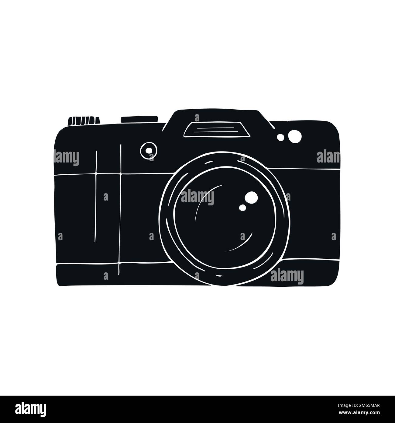 Vector hand drawn doodle sketch black photo camera isolated on white ...