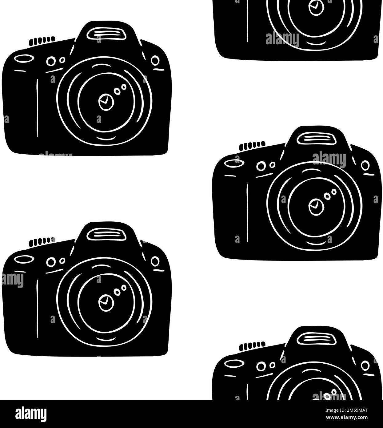 Vector seamless pattern of hand drawn doodle sketch black photo camera ...