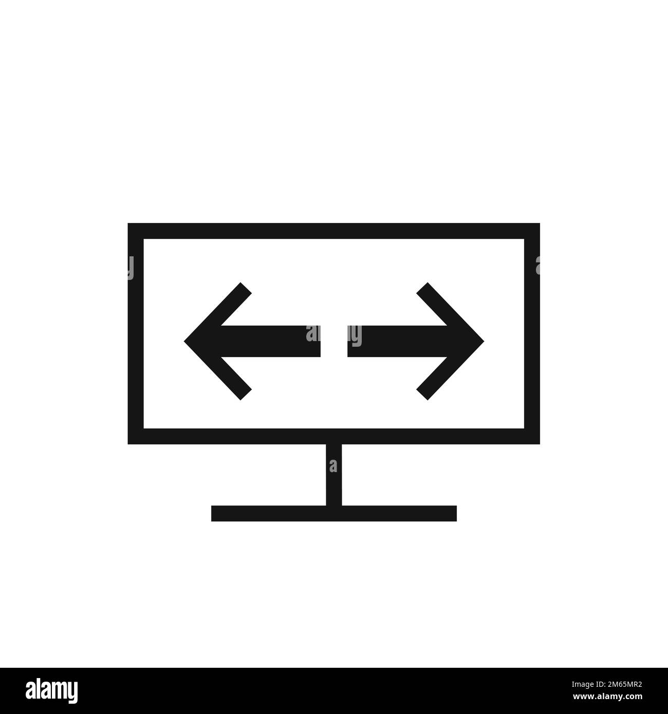 Wide screen line icon isolated on white background. Black flat thin ...