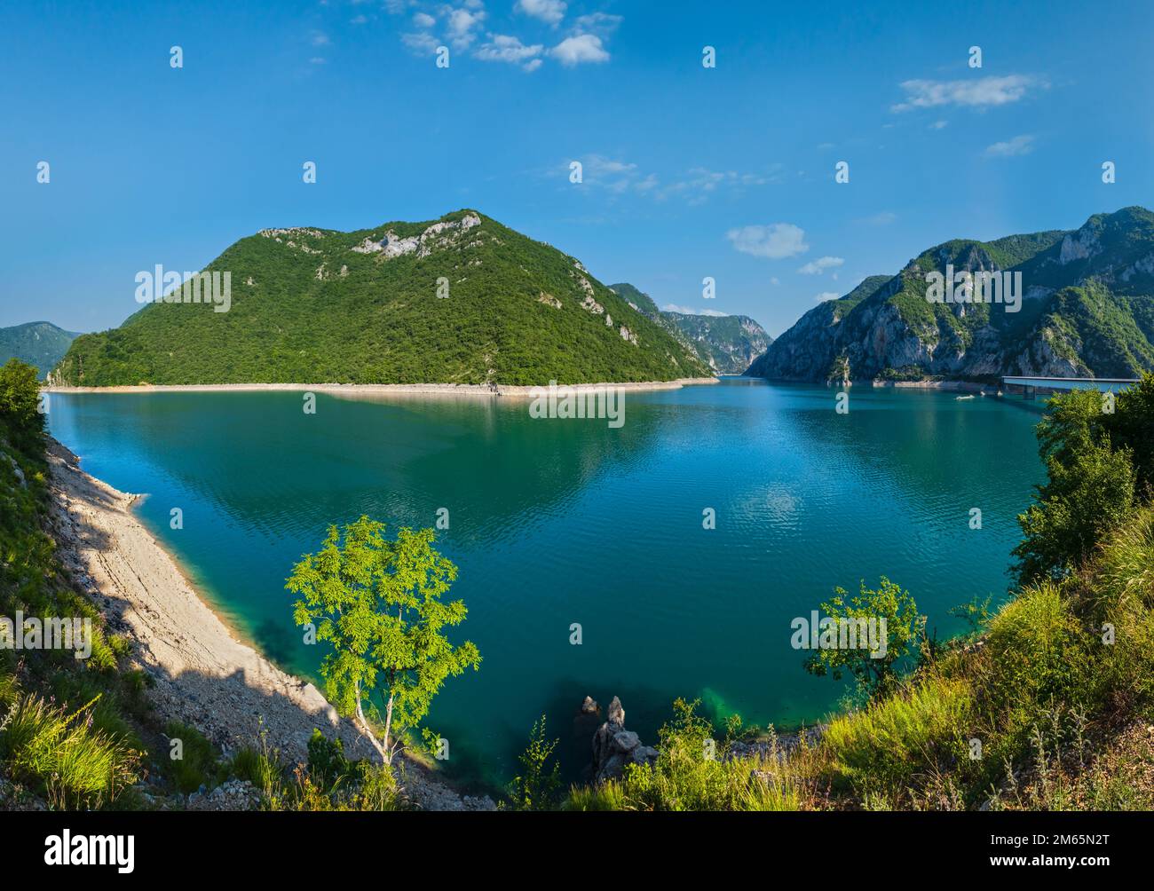 The famous Piva river canyon with its fantastic reservoir Piva Lake ...