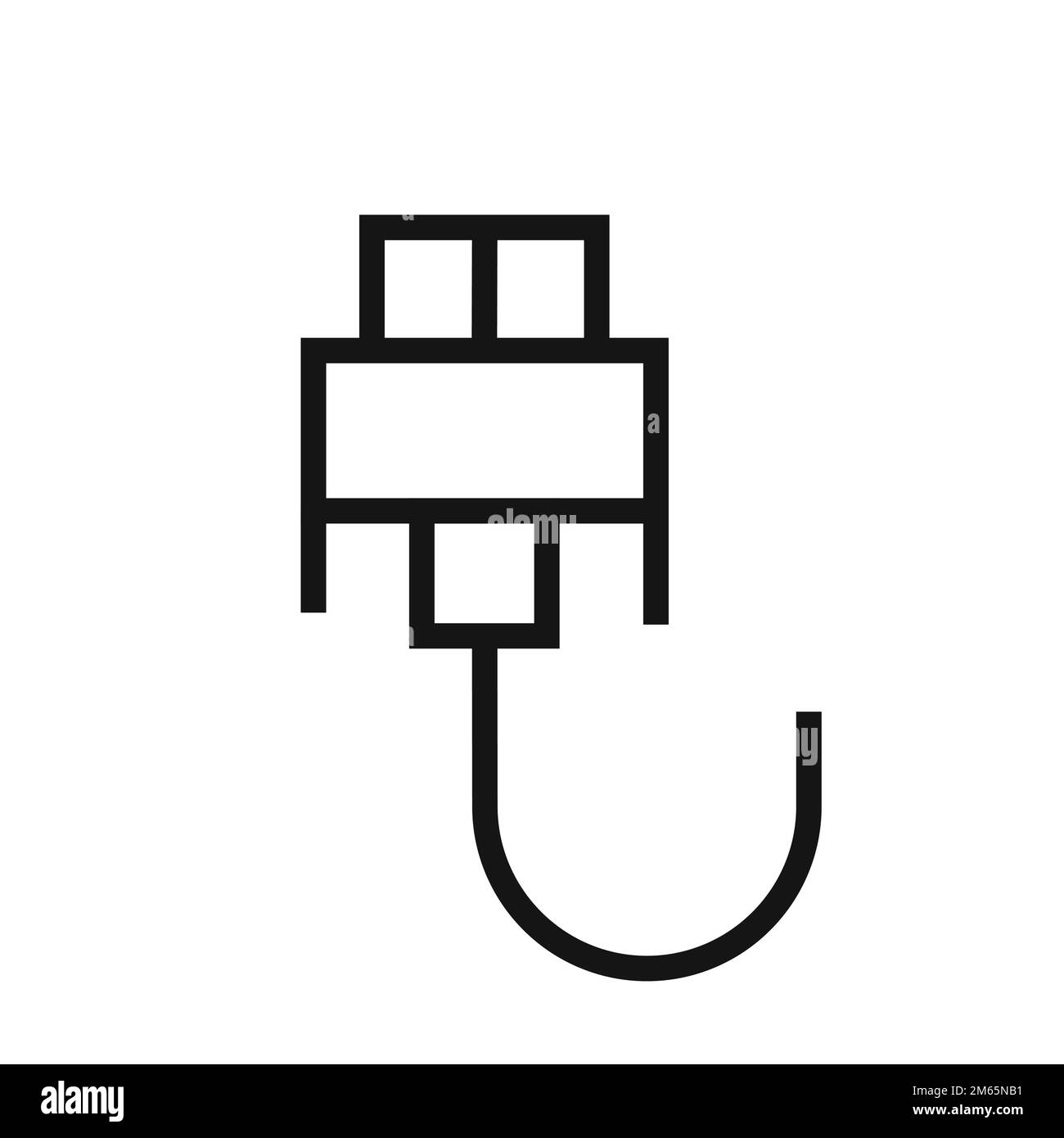 VGA Cable line icon isolated on white background. Black flat thin icon ...