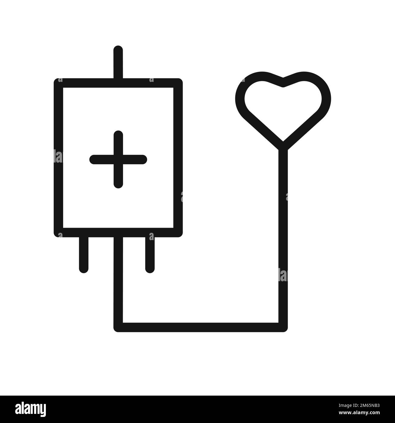 Blood Donation line icon isolated on white background. Black flat thin ...