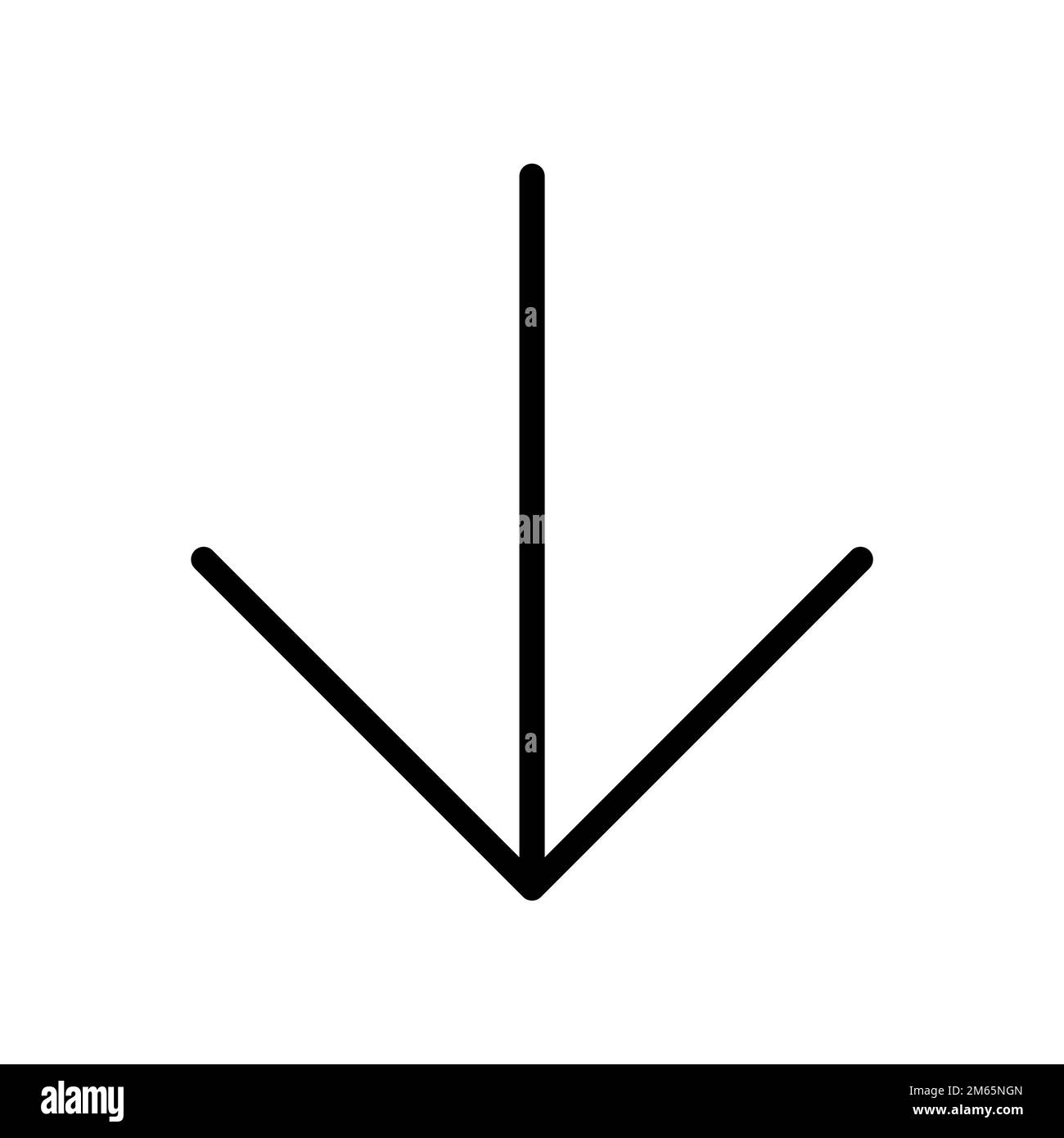 Arrow down icon line isolated on white background. Black flat thin icon ...