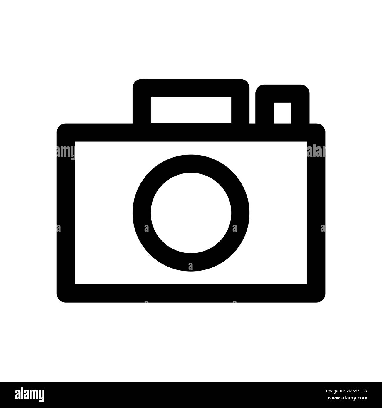Photo camera icon line isolated on white background. Black flat thin ...