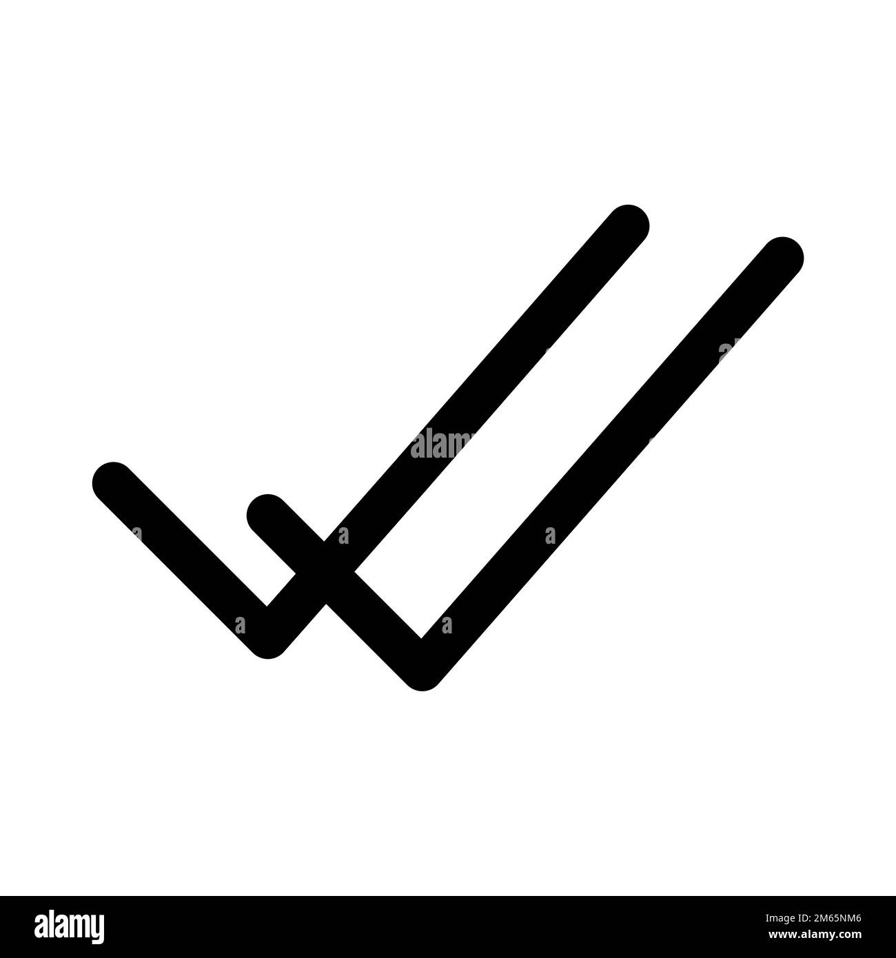 Checkmark done icon line isolated on white background. Black flat thin icon on modern outline ...