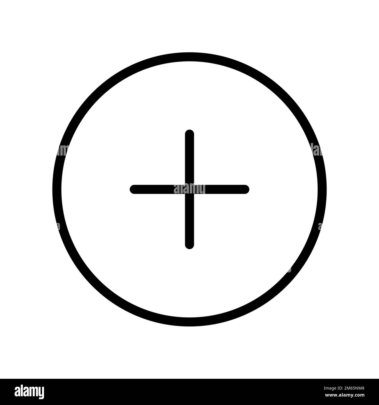 Add circle icon line isolated on white background. Black flat thin icon ...