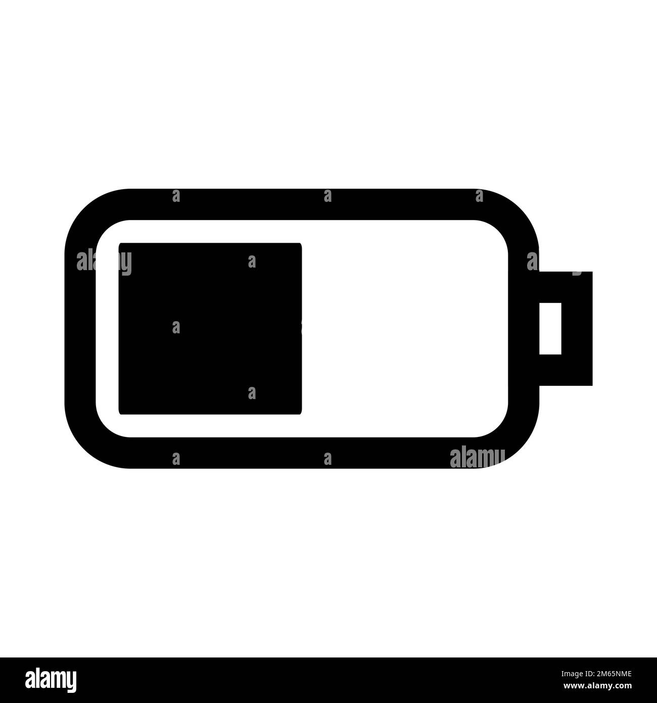 Battery half icon line isolated on white background. Black flat thin ...