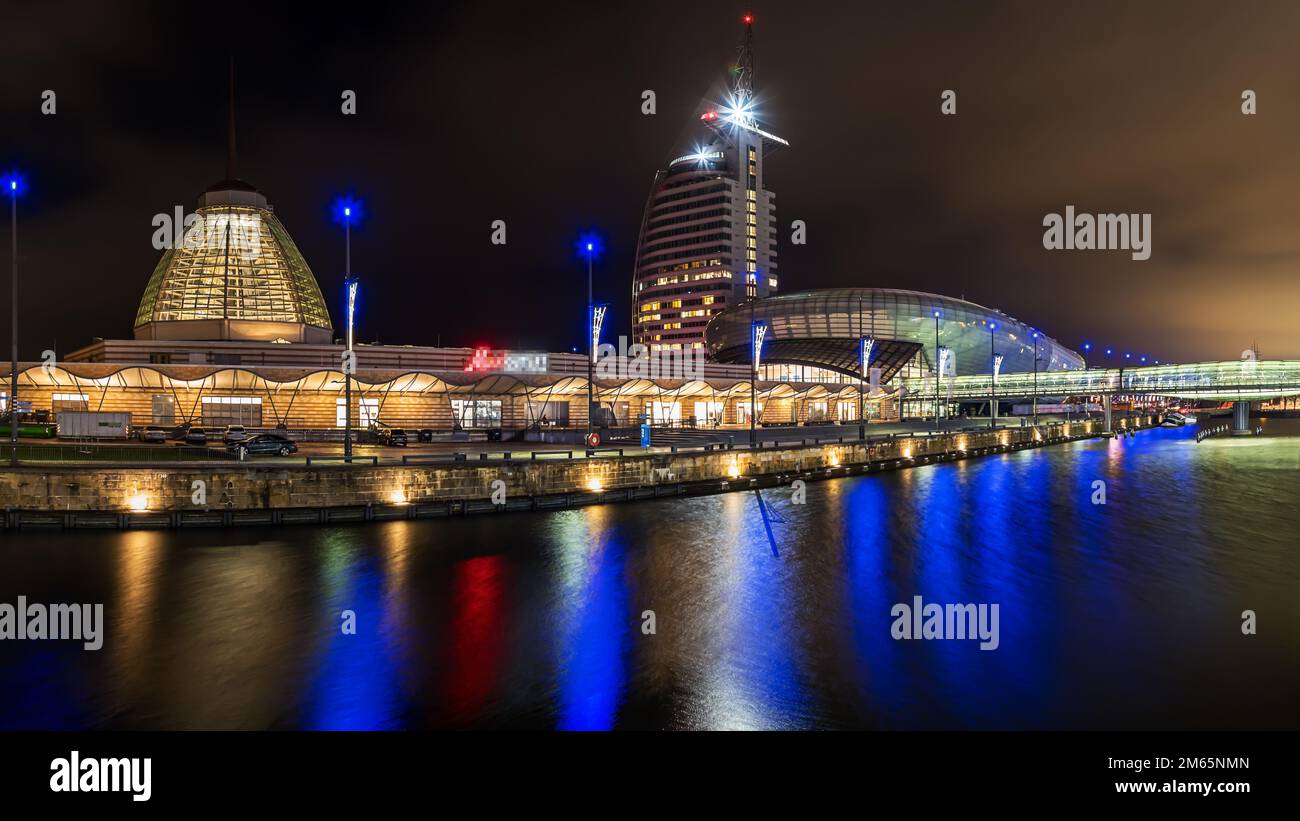 Night panorama Bremerhaven Stock Photo - Alamy