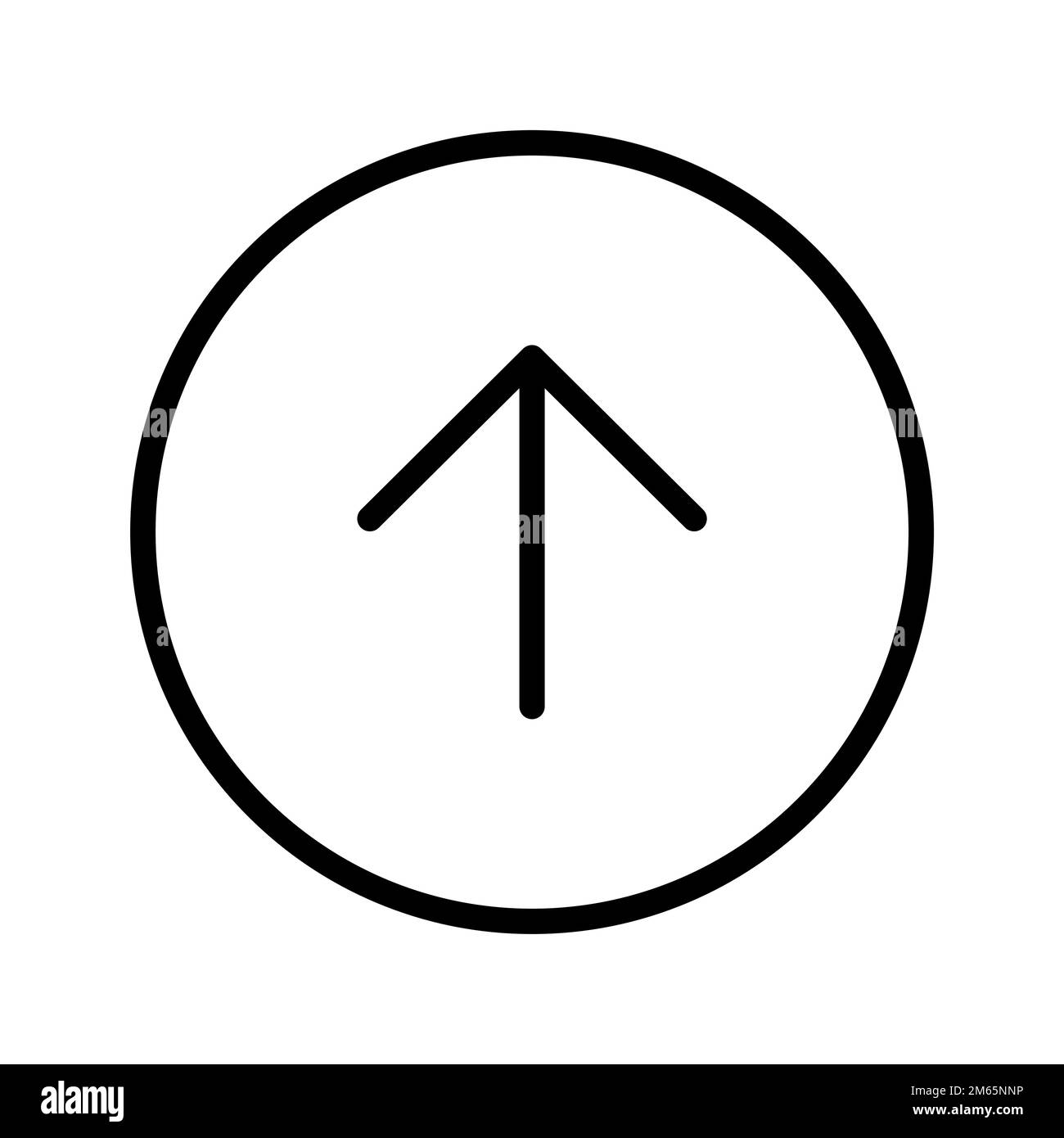 Arrow up circle icon line isolated on white background. Black flat thin ...