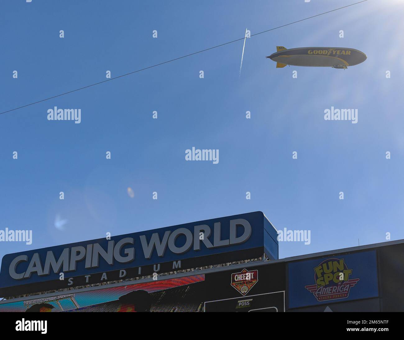 January 2, 2023: The Good year Blimp flies over Camping World Stadium ...