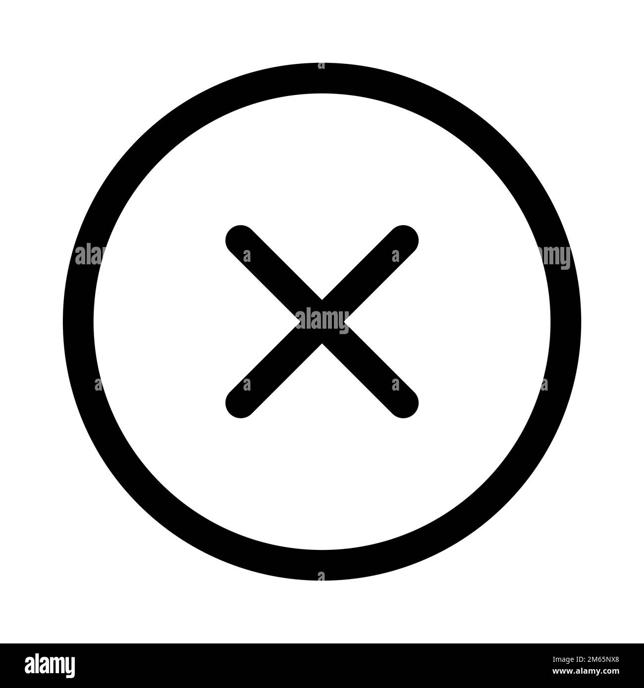 Close circle icon line isolated on white background. Black flat thin ...
