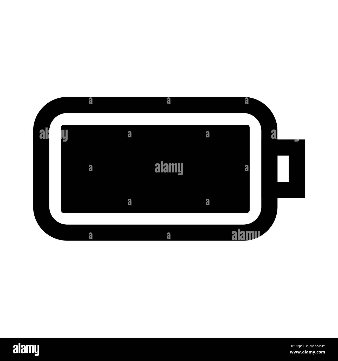 Battery full icon line isolated on white background. Black flat thin ...