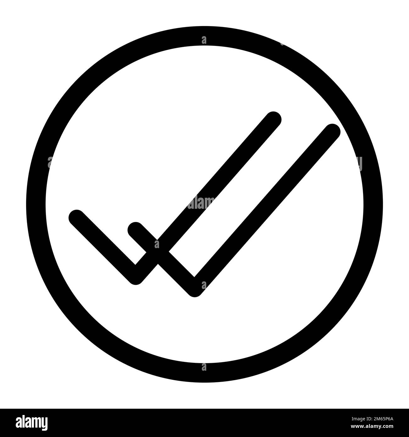 Checkmark done circle icon line isolated on white background. Black ...