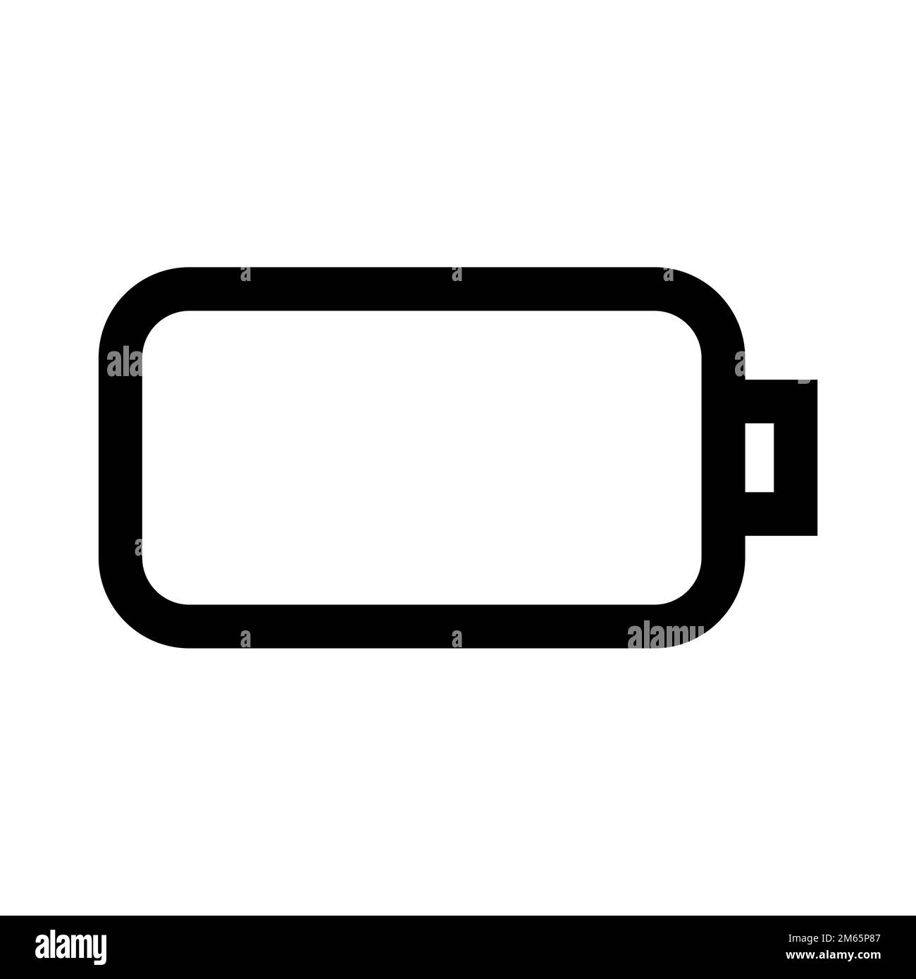 Battery dead icon line isolated on white background. Black flat thin ...