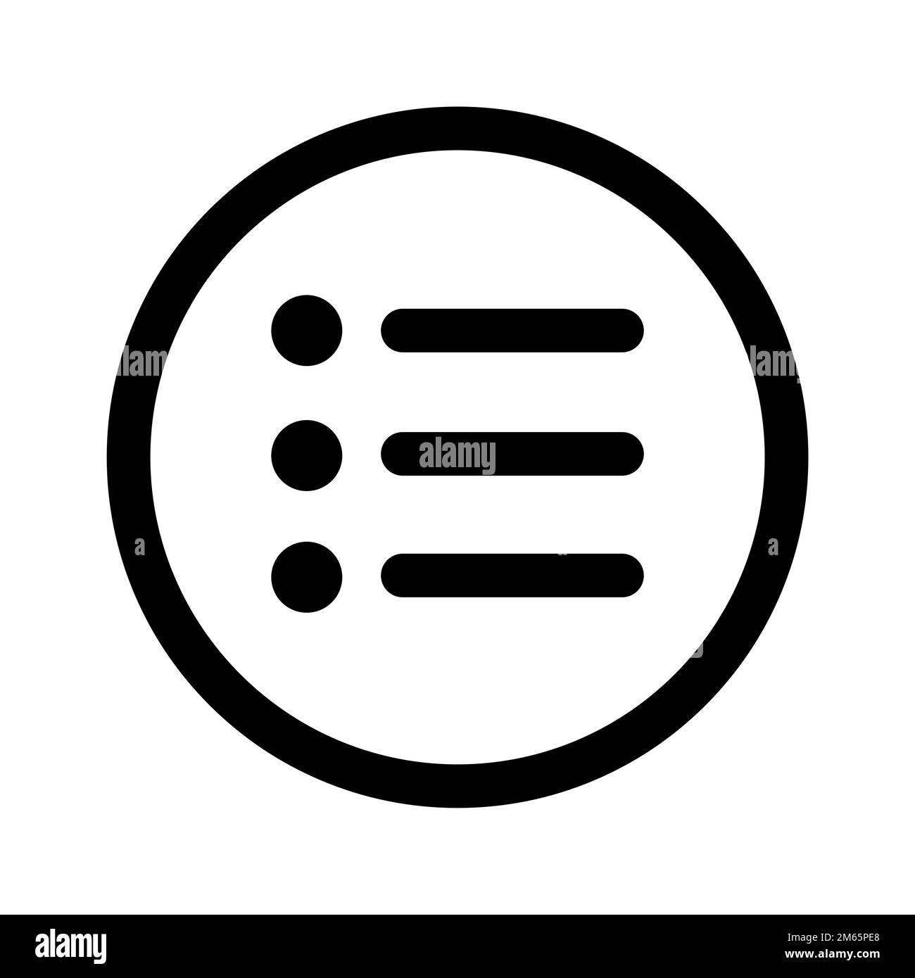 List circle icon line isolated on white background. Black flat thin ...