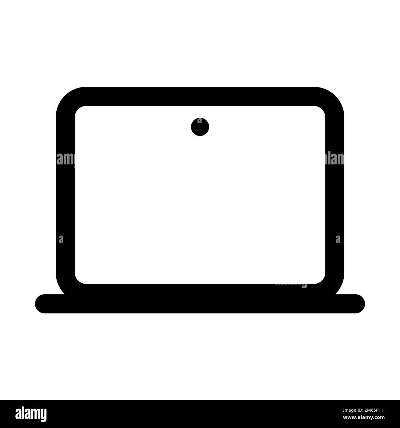 Laptop icon line isolated on white background. Black flat thin icon on ...