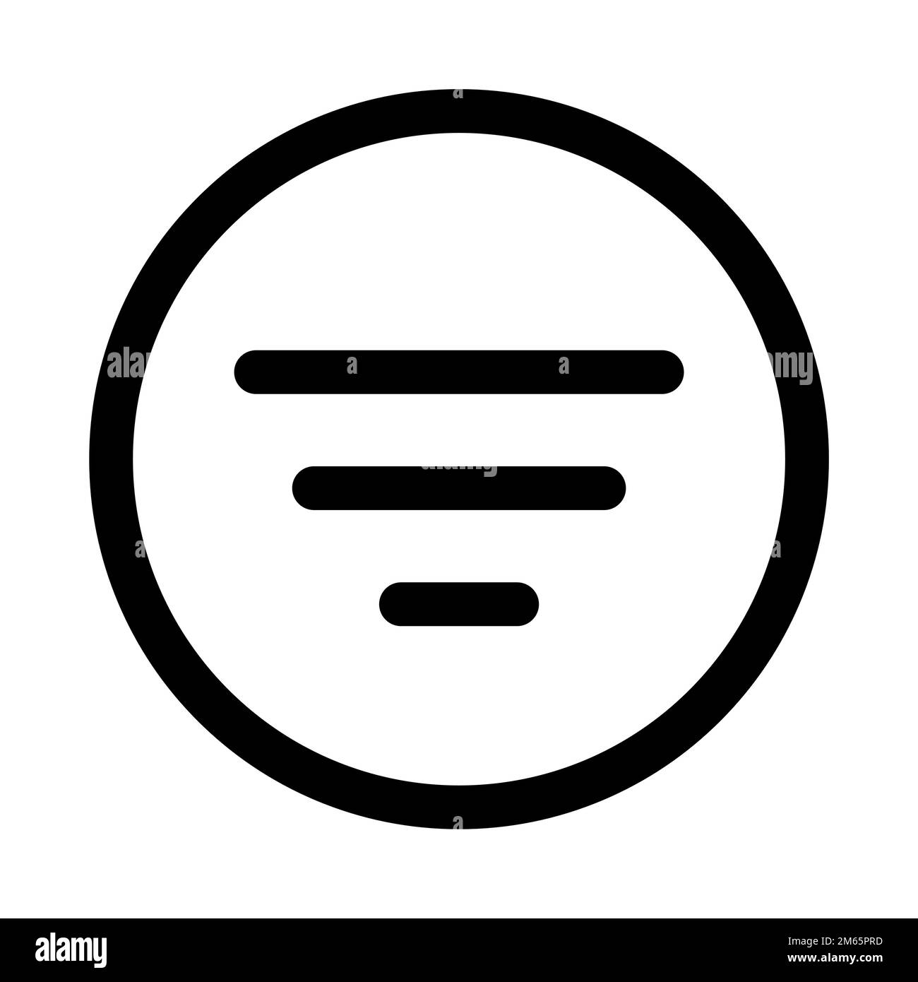 Filter circle icon line isolated on white background. Black flat thin ...