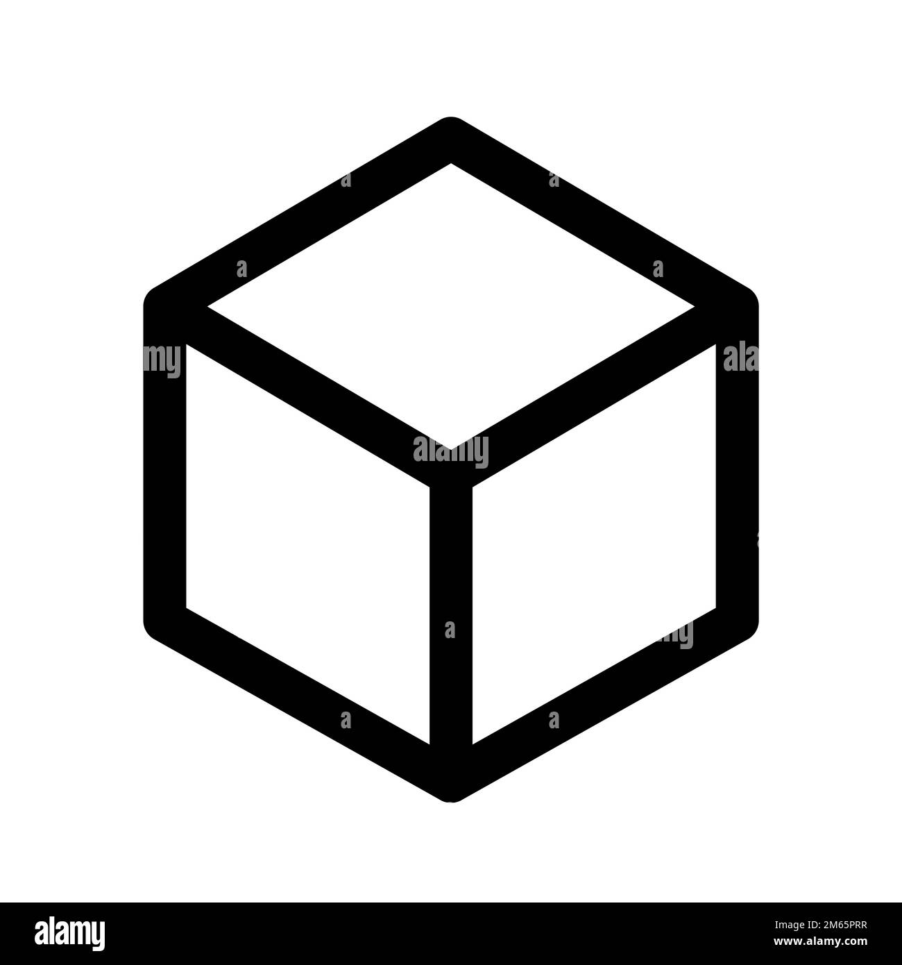 Cube icon line isolated on white background. Black flat thin icon on ...