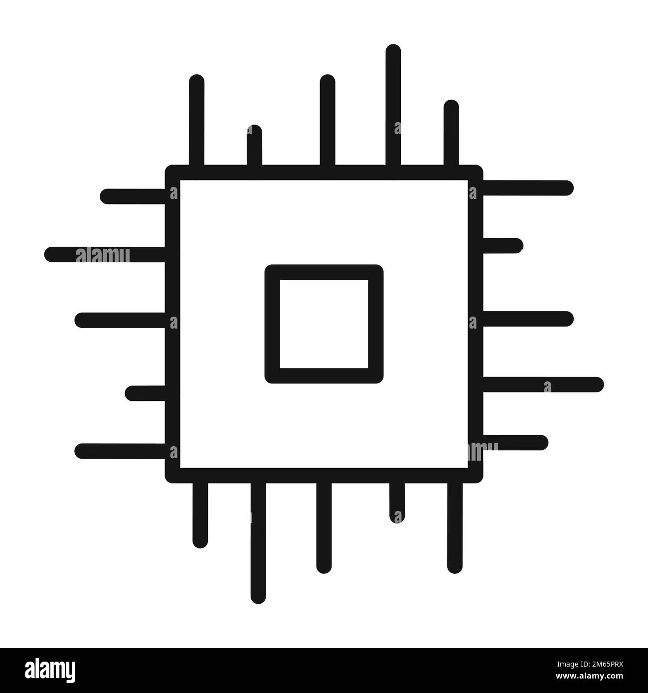 CPU Chip line icon isolated on white background. Black flat thin icon on modern outline style ...