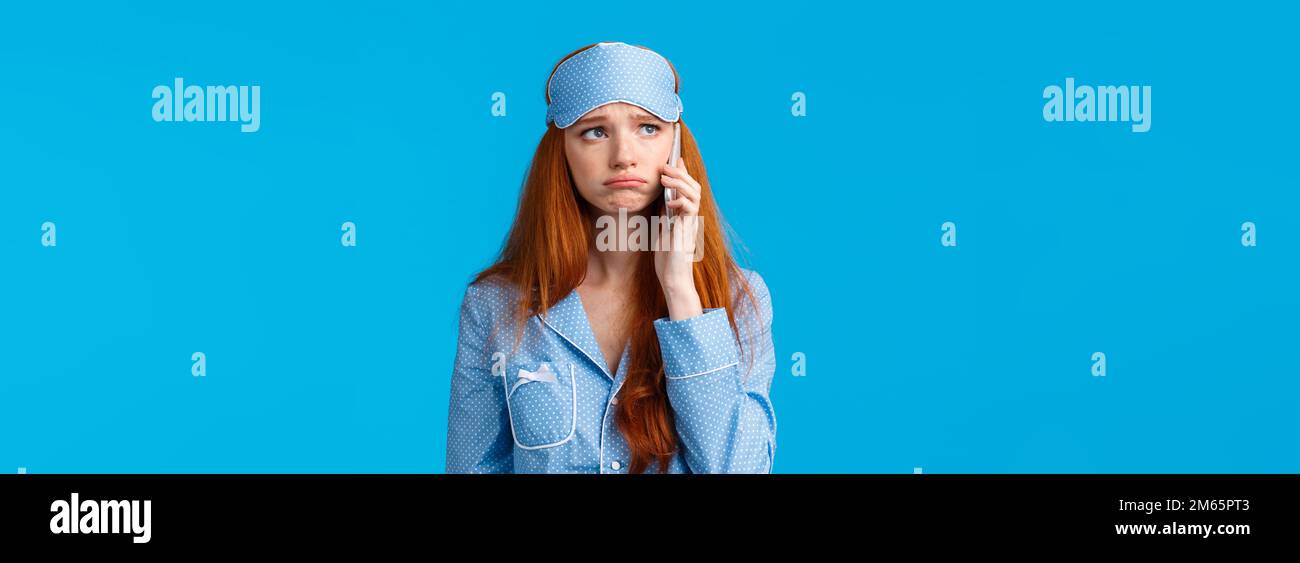 Sad girl calling her friend to complain and discuss problems. Upset ...