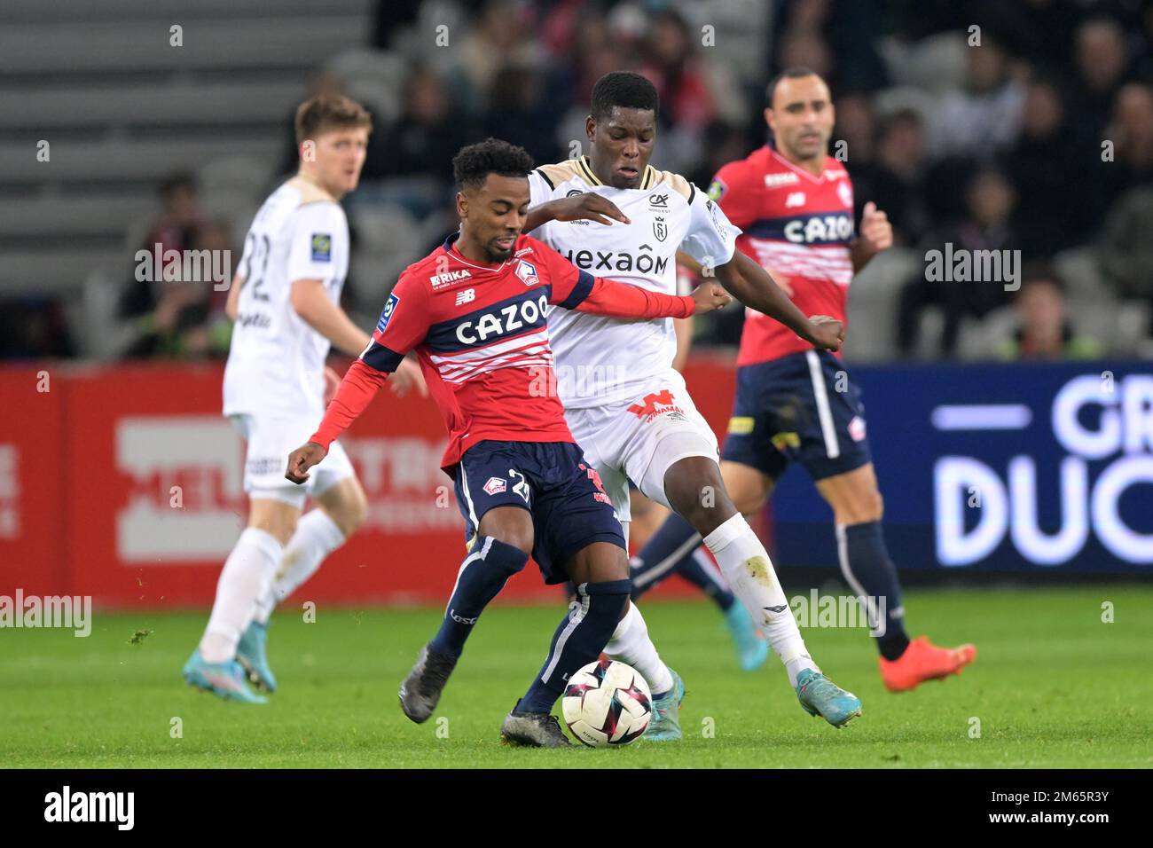 LILLE - (lr) Angel Gomes of LOSC Lille, Marshall Munetsi of Stade Reims ...