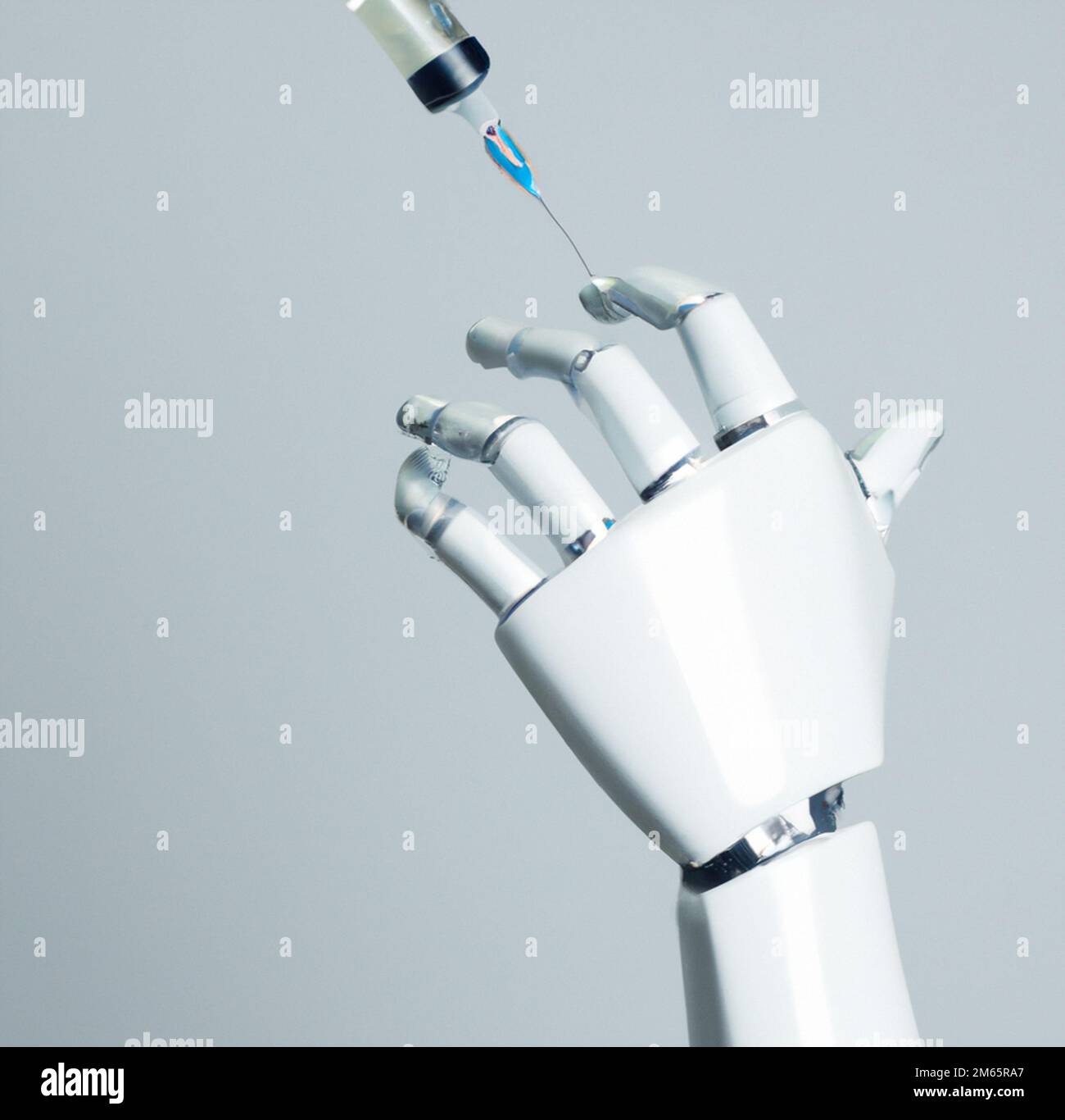 robot hand holding a syringe Stock Photo - Alamy