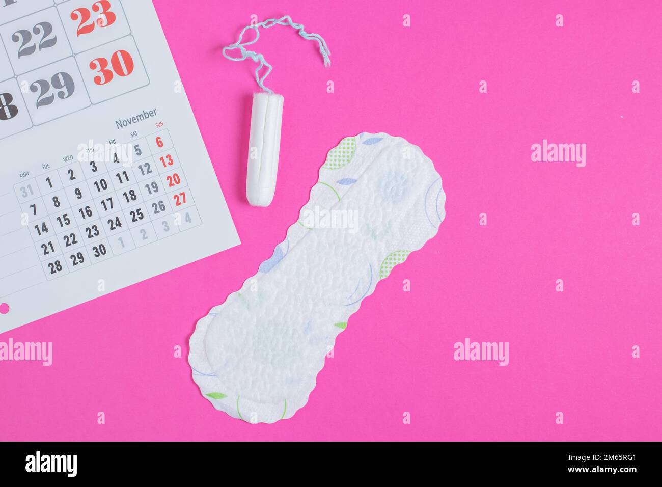 Woman hygiene protection, menstruation calendar and clean cotton ...