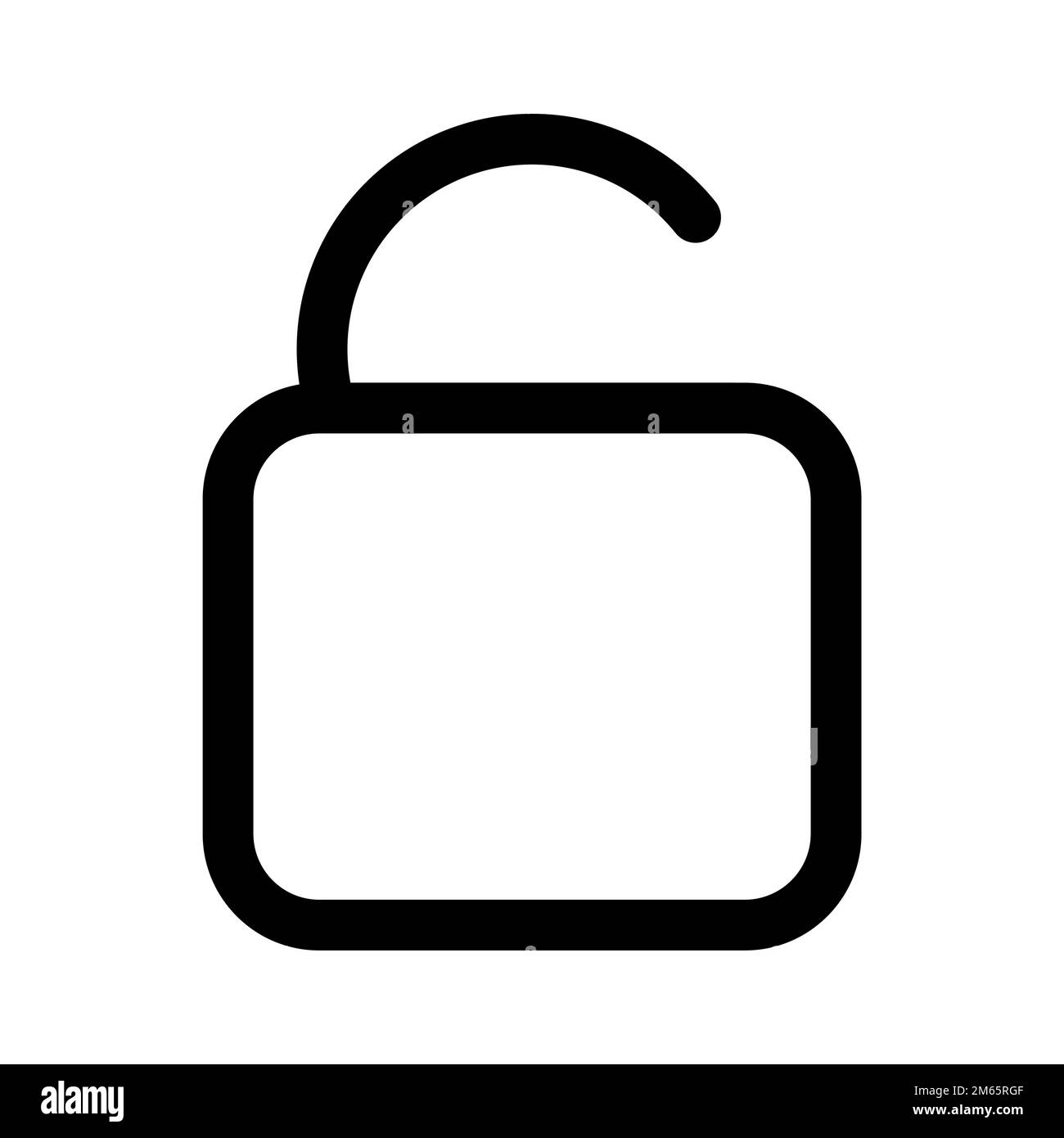 Lock open icon line isolated on white background. Black flat thin icon ...