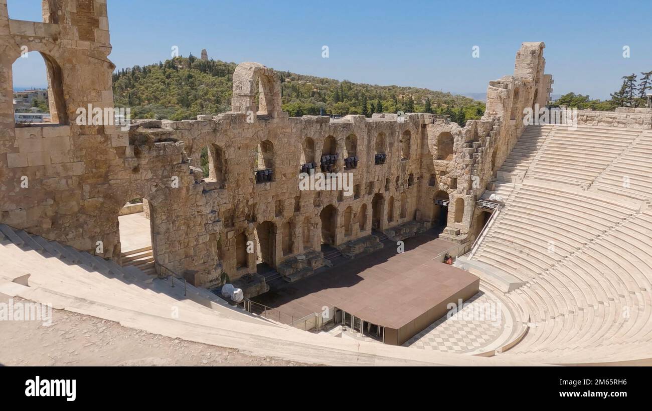 The old historical Odeon of Herodes Atticus theater in Athens, Greece ...