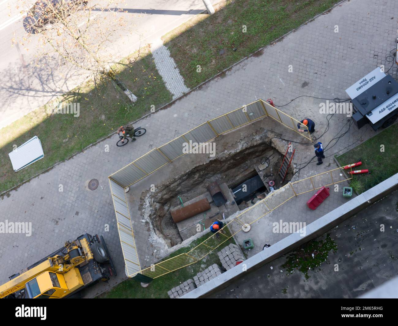 The Architecture backgrounds and objects. Sidewalk. Repair work ...
