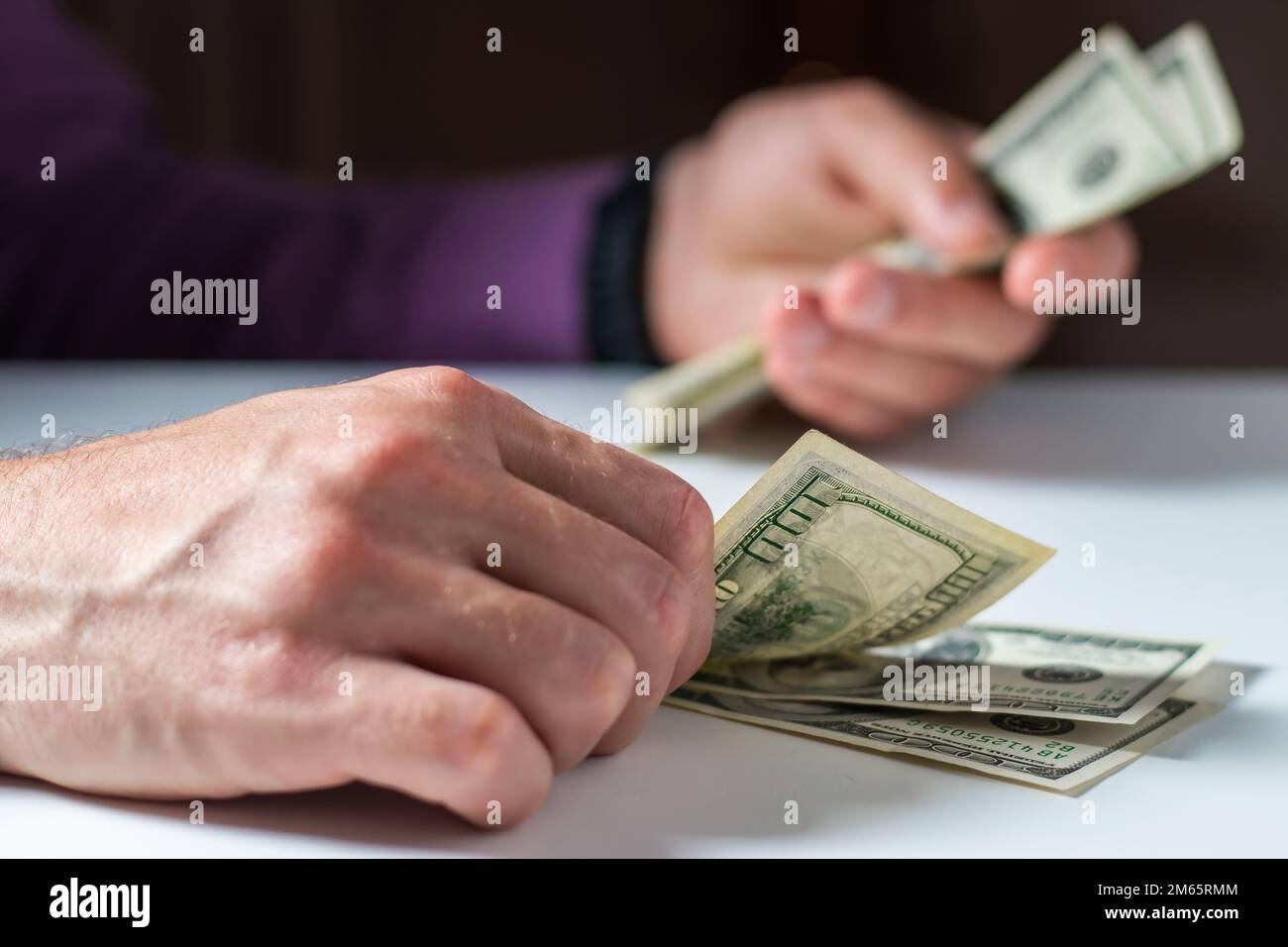 Close up male hand Counting money us dollar. Financial business concept ...