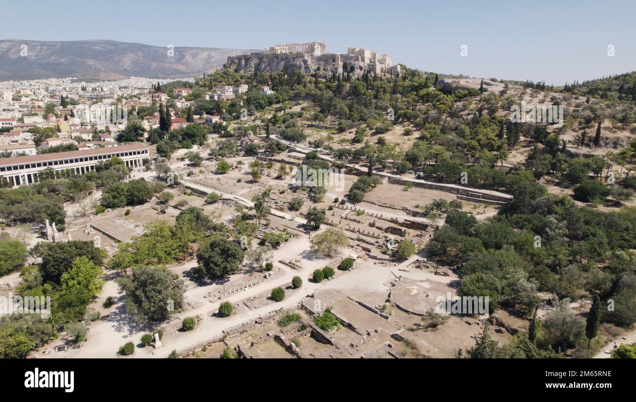 An aerial view of the Ancient Agora of Athens, Greece Stock Photo - Alamy