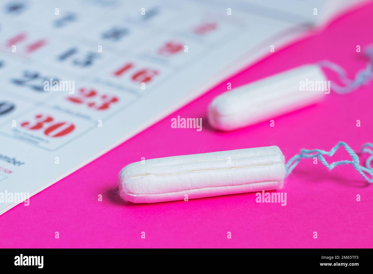 Woman hygiene protection, menstruation calendar and clean cotton ...