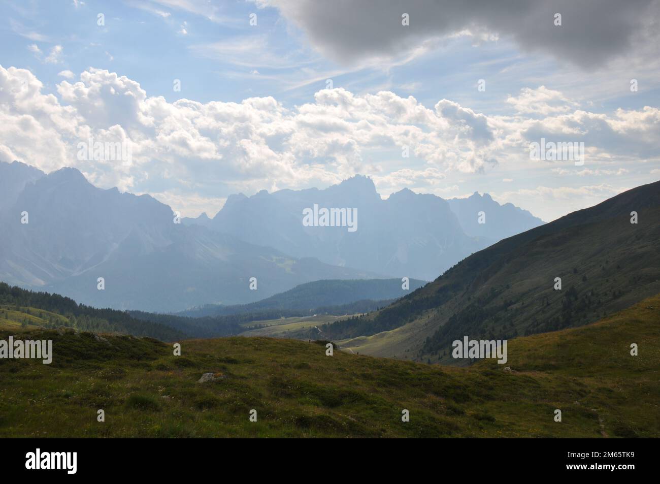 A beautiful landscape of big mountains of the Alps in Italy under the ...