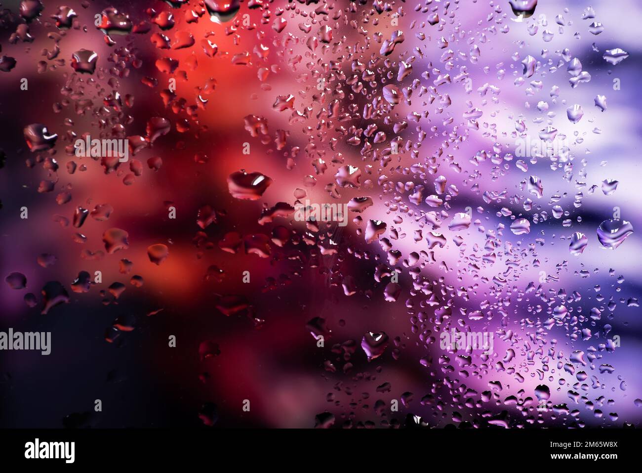 Condensation on the clear glass window. Water drops. Rain. Abstract ...