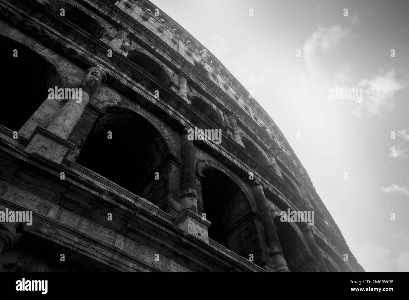 black and white coliseum on the roman city of Rome, italy. Rome, Italy ...