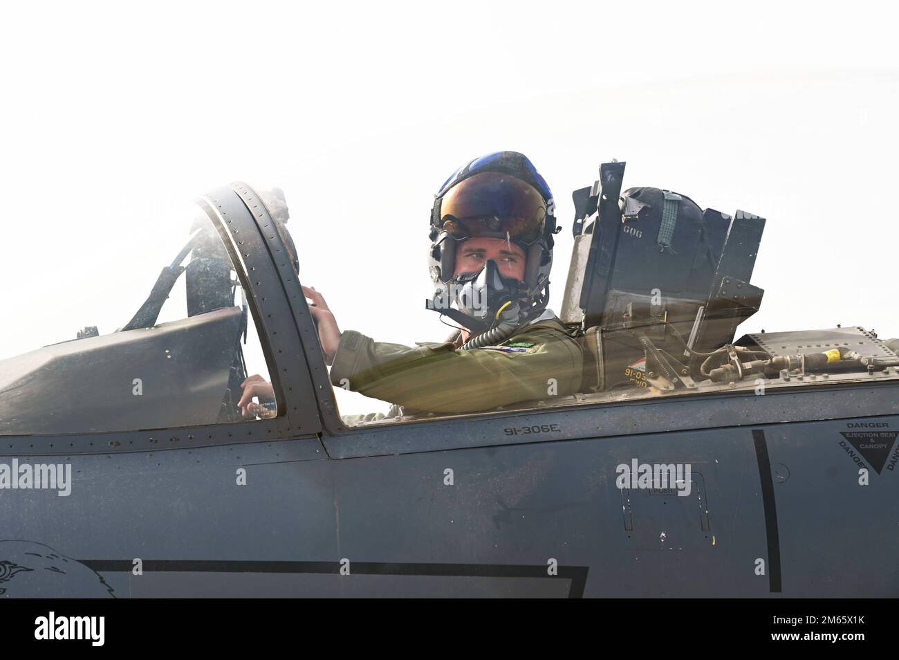 A U.S. Air Force F-15E Strike Eagle pilot assigned to the 492nd Fighter ...