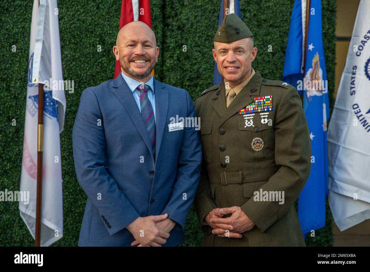 U.S. Marine Col. Daniel Whitley, right, the commanding officer of ...