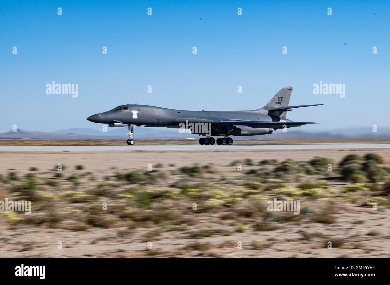 A B-1B takes off from Edwards AFB to Tinker AFB for scheduled PDM Stock ...