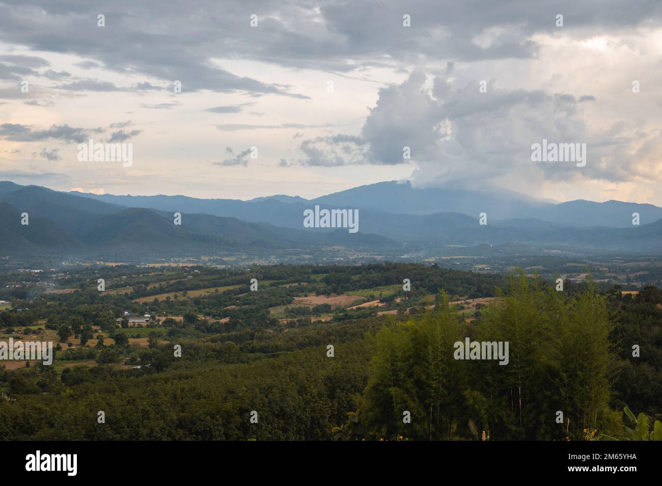 Northern thailand countryside landscape from Yun Lai Viewpoint in Pai ...